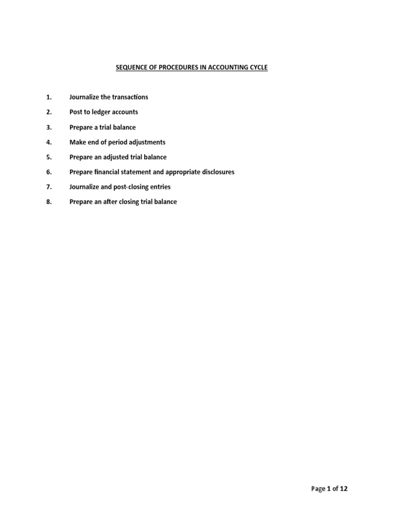 Accounting Cycle Procedures Explained | PDF | Debits And Credits ...