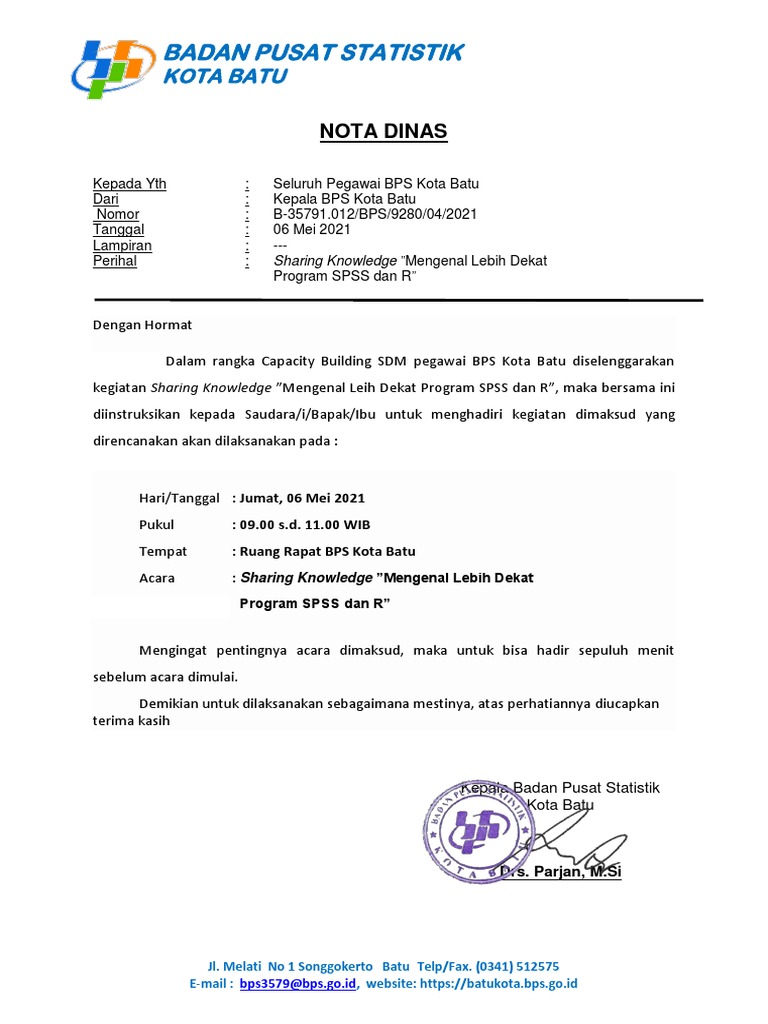 Nota Dinas Rapat Bulanan | PDF