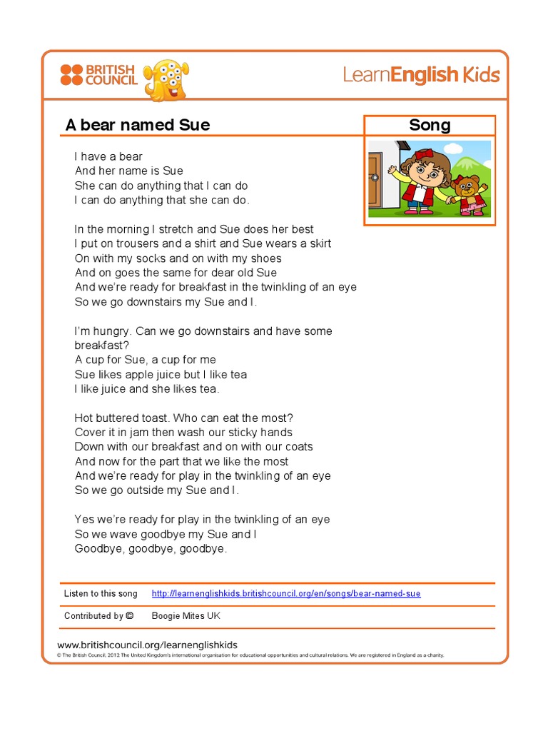 Children's Song: "A Bear Named Sue" | PDF