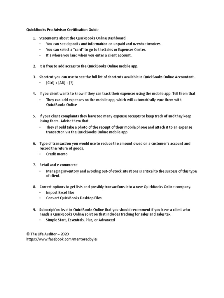 Quickbooks Pro Advisor Certification Guide | PDF | Quick Books | Receipt