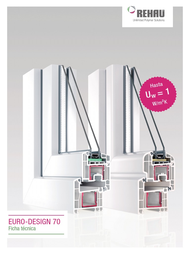 Ficha Tecnica Euro Design 70 | PDF | Ventana | Aplicaciones de vidrio