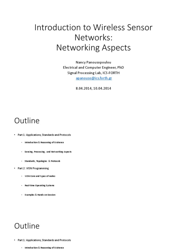 Introduction To Wireless Sensor Networks: Networking Aspects | PDF ...