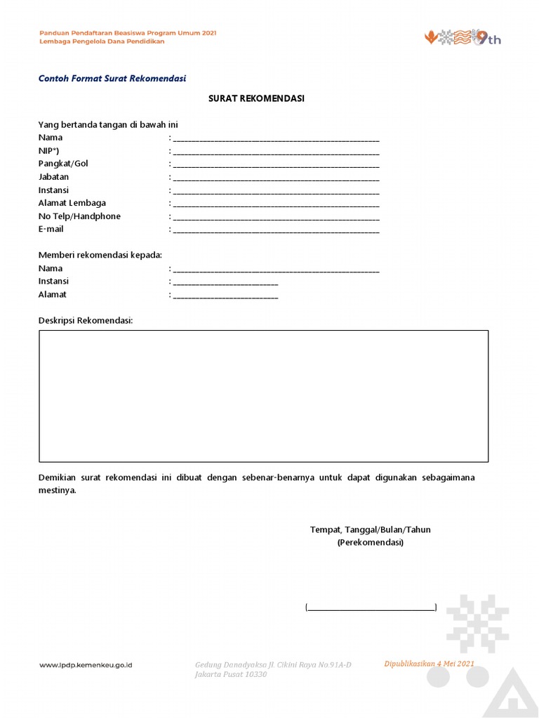 Surat Rekomendasi LPDP | PDF