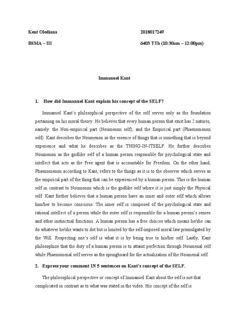 Understanding Immanuel Kant S Philosophical Perspective On The Dual