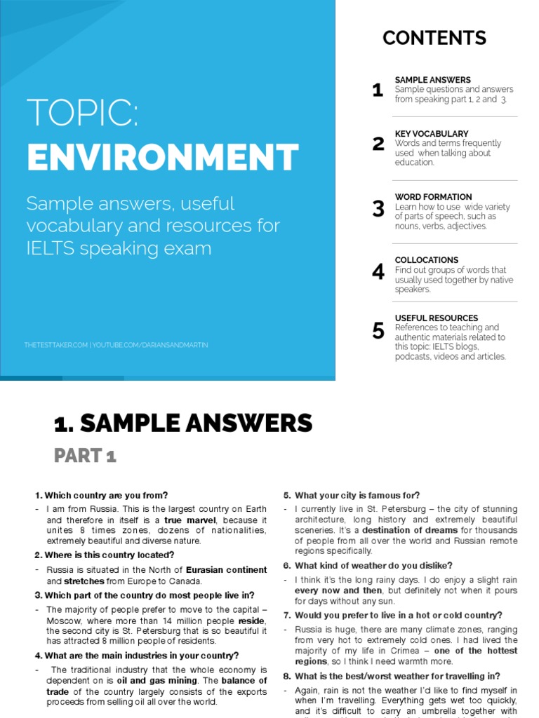 5 Environment IELTS Speaking Topic PDF | PDF | Waste | Pollution