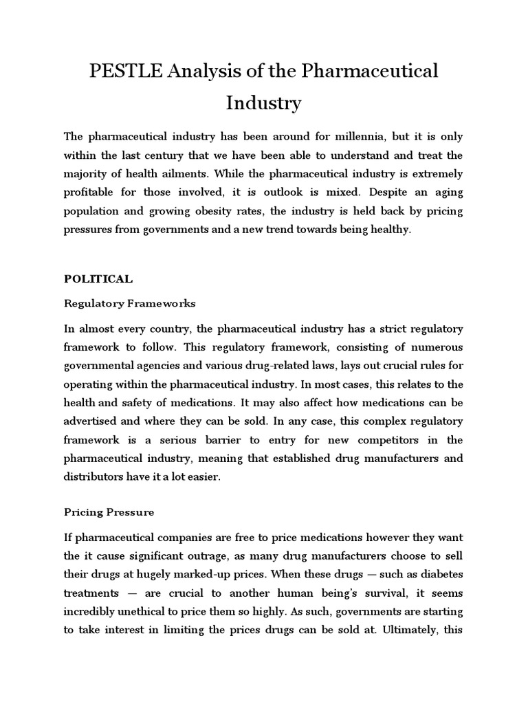 PESTLE Analysis of Pharma Sector | PDF | Pharmaceutical Industry | Obesity
