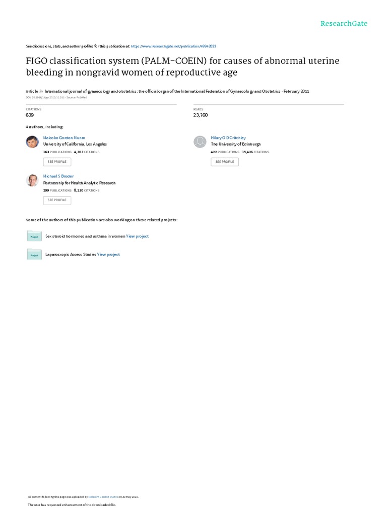 FIGO Classification System PALM-COEIN For Causes o | PDF | Gynaecology ...