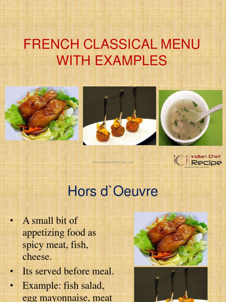 French Classical Menu | PDF | Salad | European Cuisine
