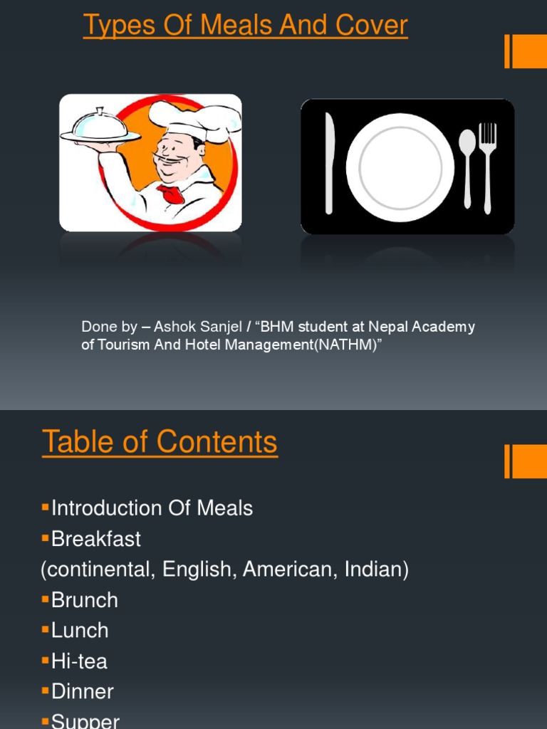 Classification and Coverage of Common Meal Types | PDF | Meal | Tableware