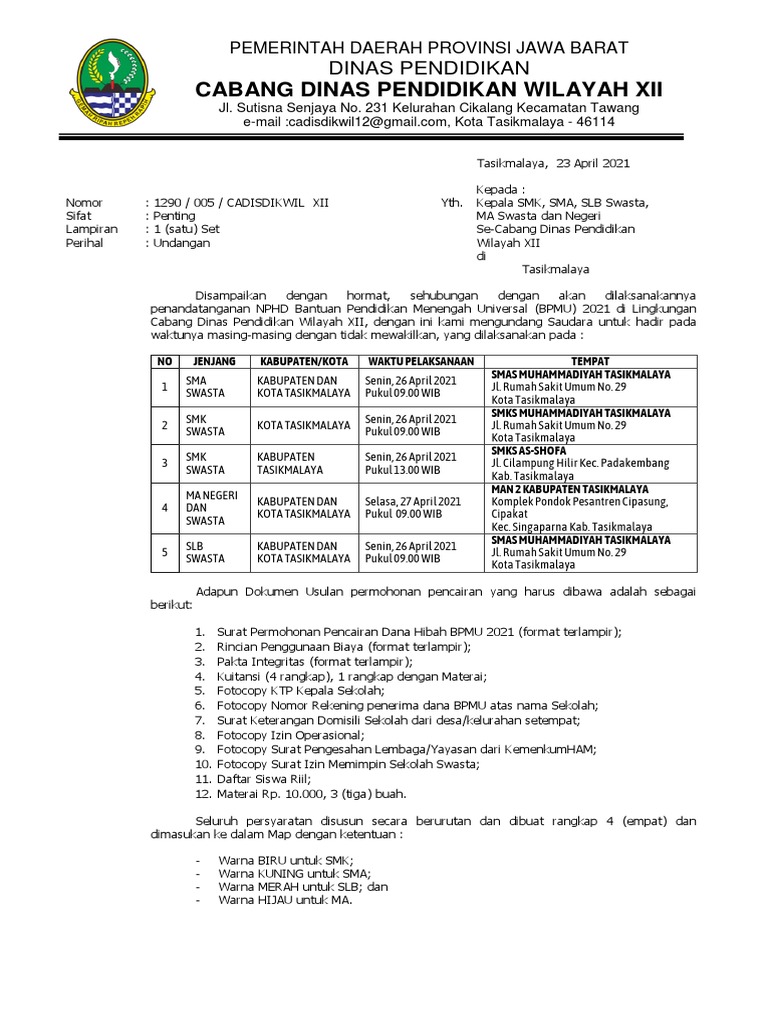 1290 - Undangan Penandatanganan NPHD Bpmu 2021 | PDF