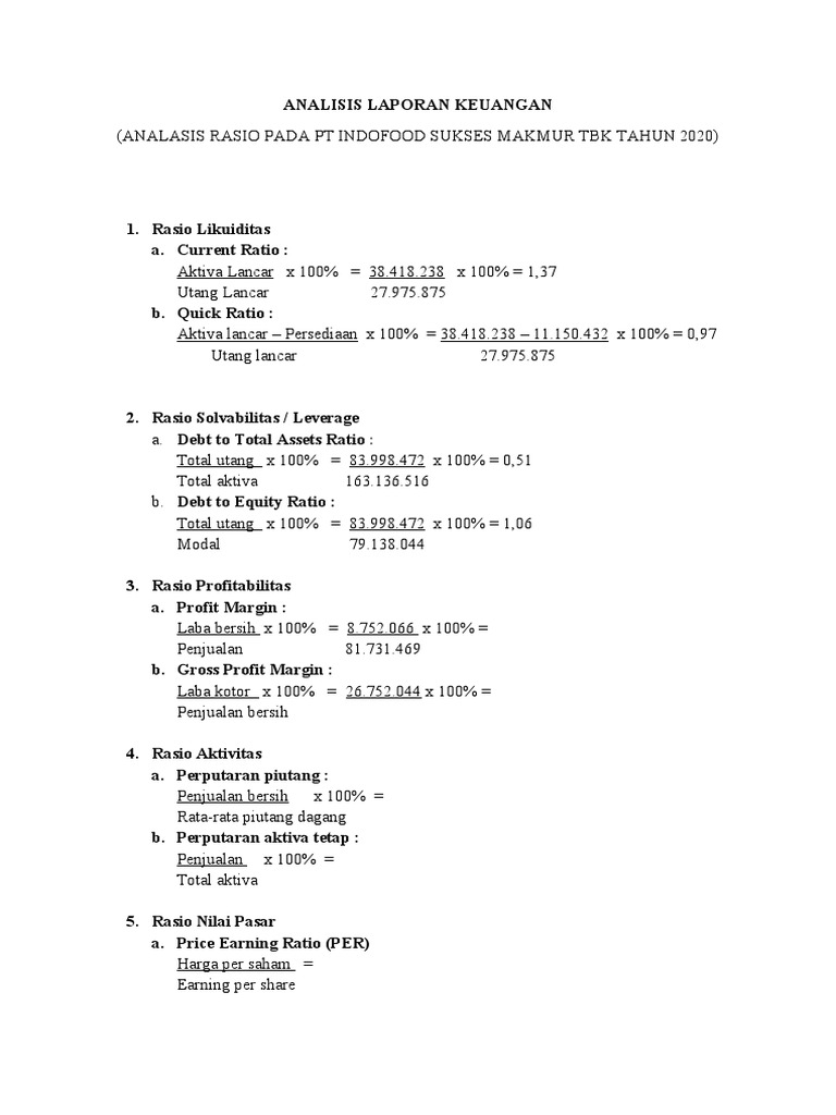 Analisis Rasio Laporan Keuangan | PDF