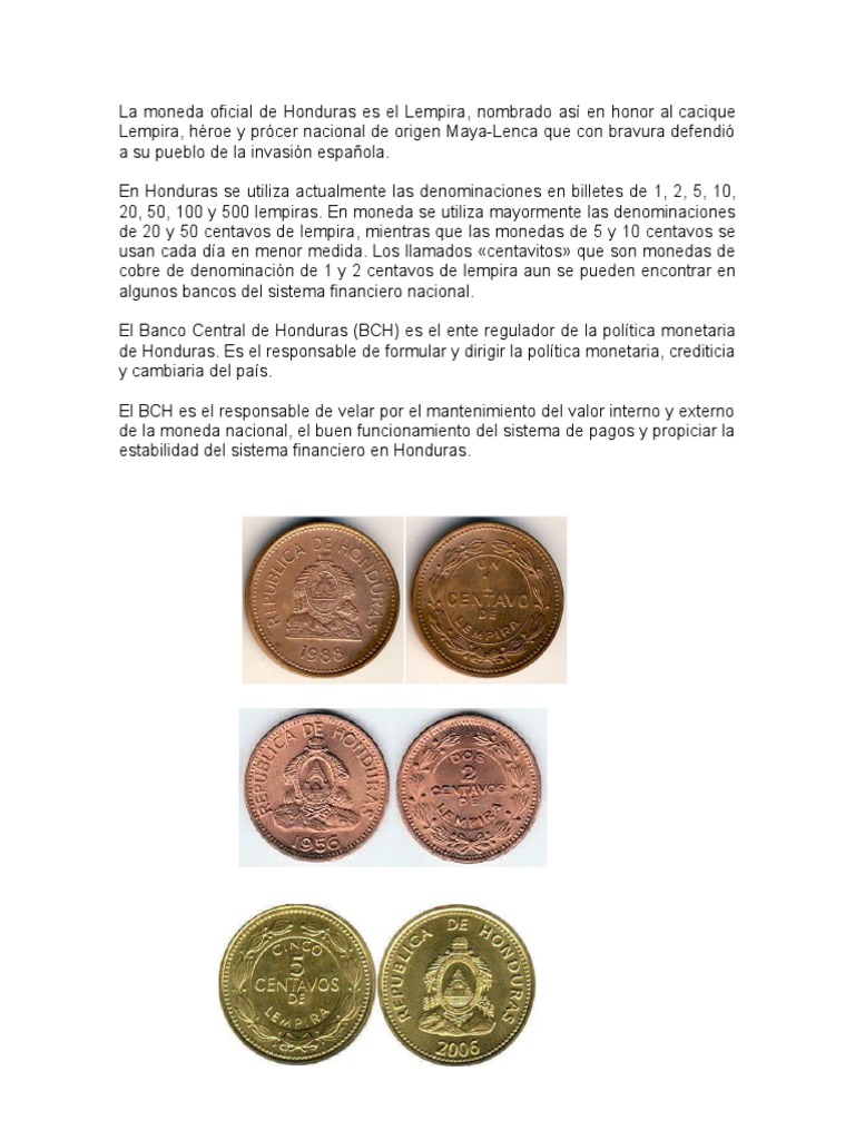 La Moneda Oficial de Honduras Es El Lempira | PDF