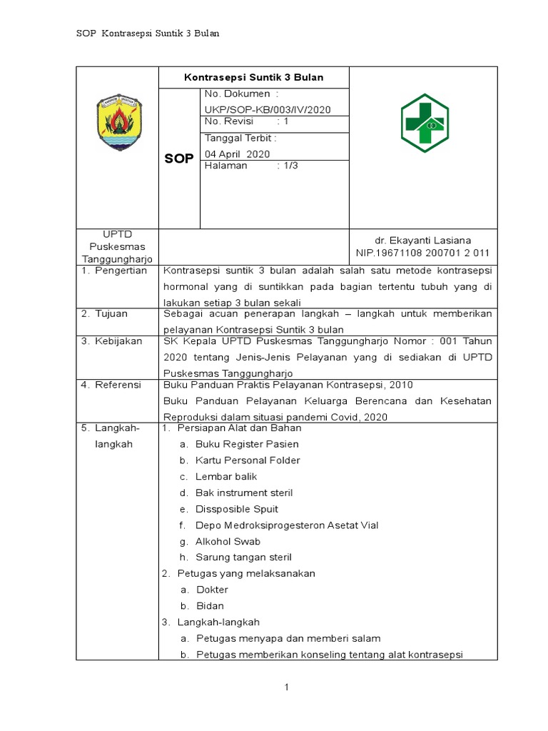 Sop KB Suntik 3 BLN | PDF