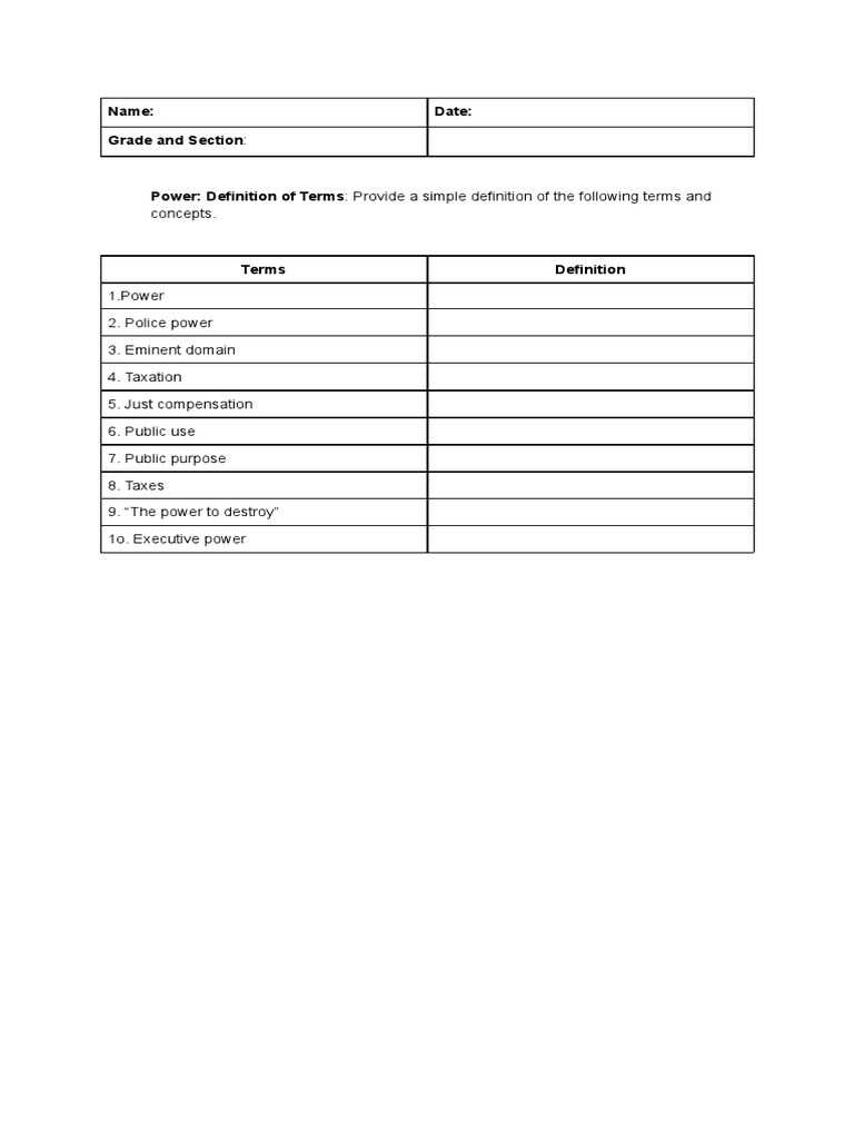 Power - Definition of Terms | PDF