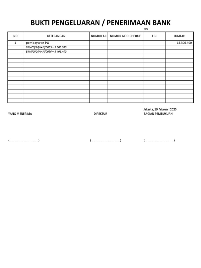 Contoh Voucher Kas Masuk | PDF