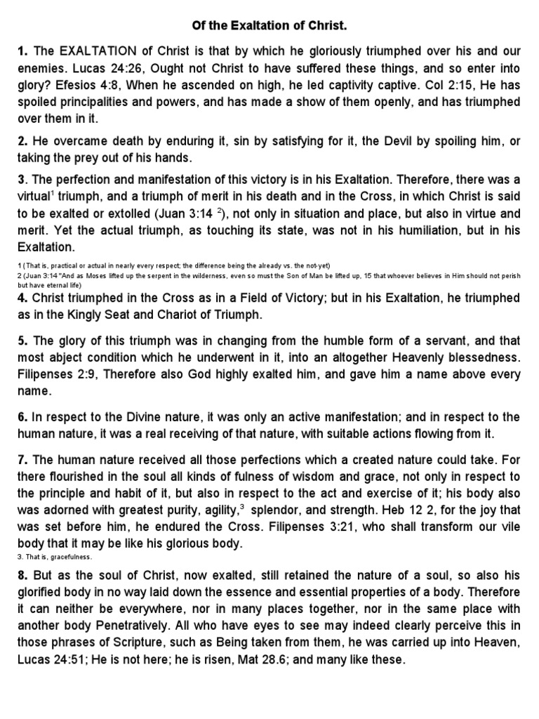 Of The Exaltation of Christ | PDF | Ascension Of Jesus | Heaven