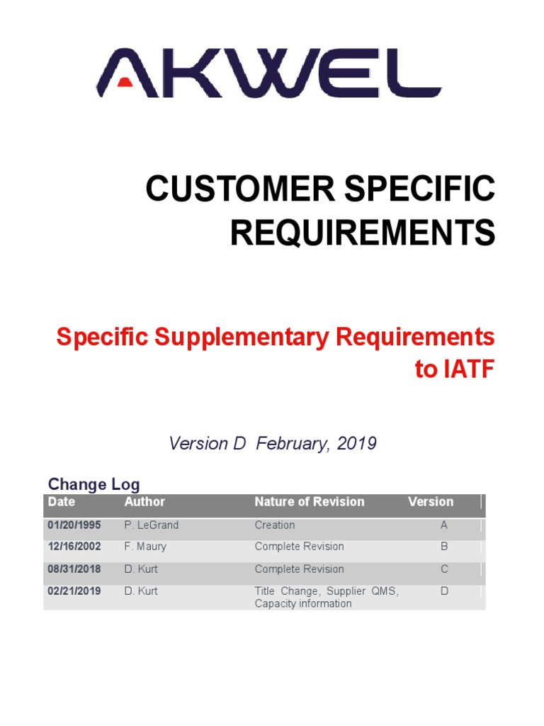 Akwel Customer Specific Requirements | PDF | Iso 9000 | Sustainability