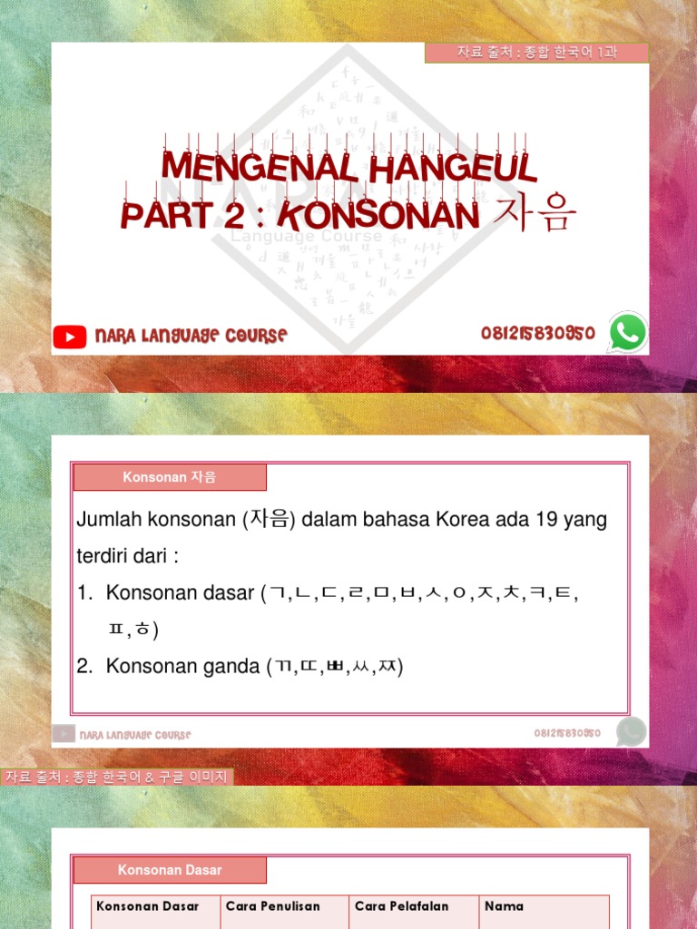 Materi 2 한글 자음 | PDF
