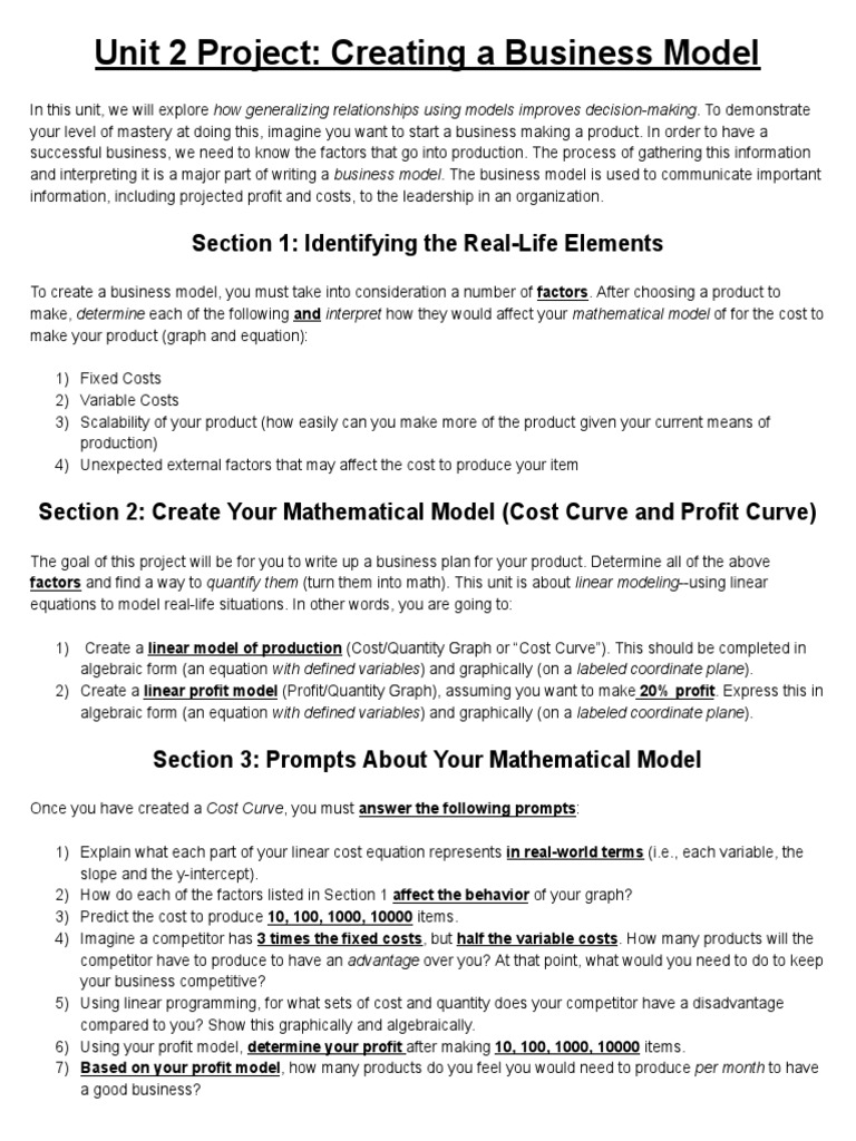Business Model Creation and Analysis | PDF | Mathematical Model | Equations