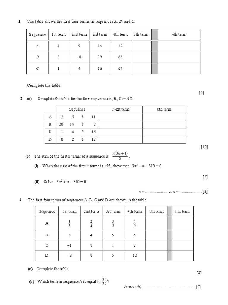 NTH Term A B C | PDF | Teaching Mathematics | Mathematical Objects
