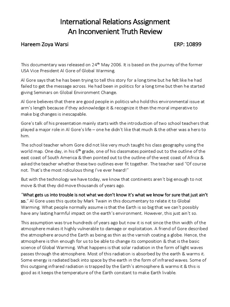 An Inconvenient Truth Review | PDF | Atmosphere Of Earth | Climate Change