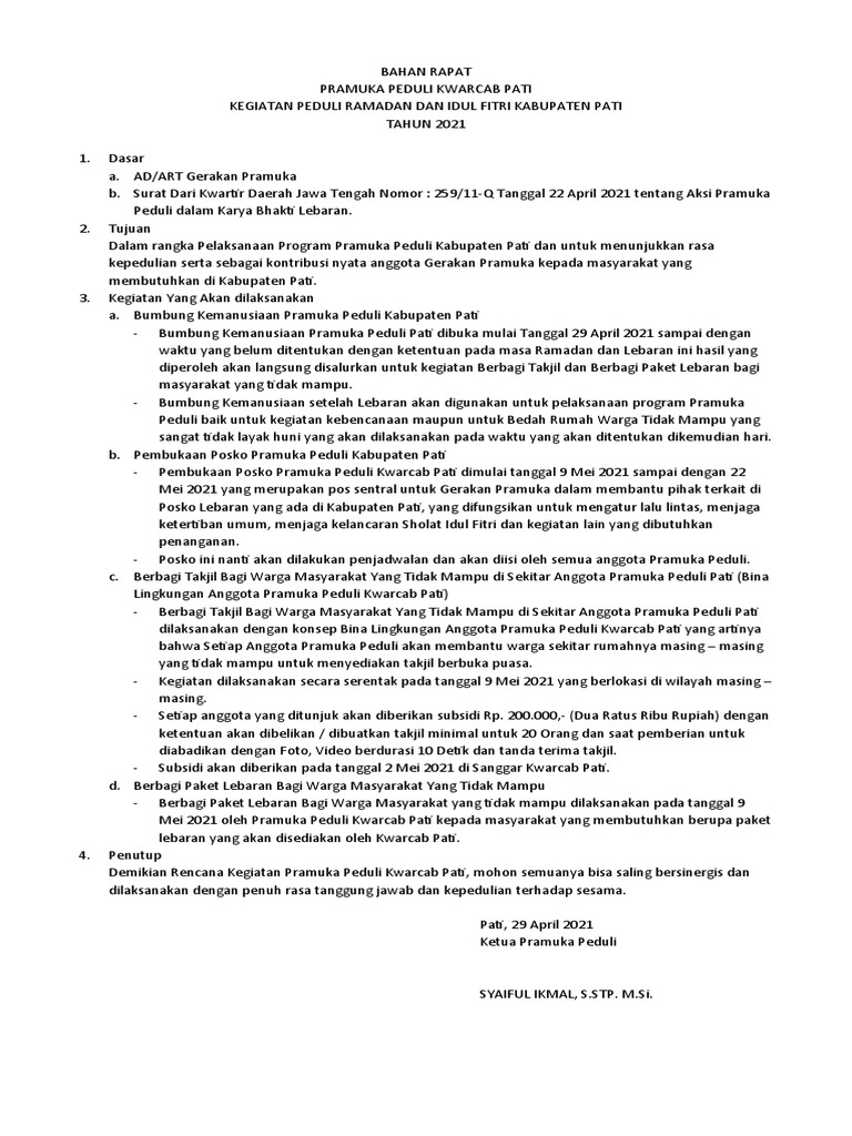 Bahan Rapat Pramuli | PDF