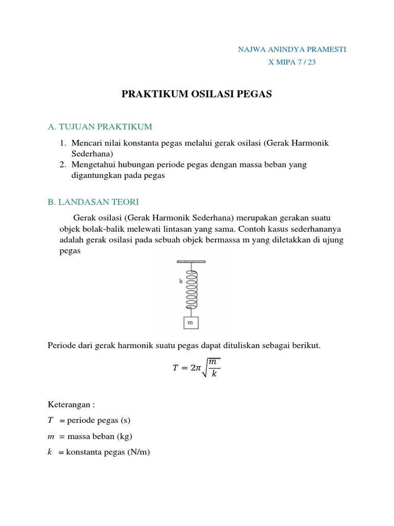 Praktikum Periode Osilasi Pegas | PDF
