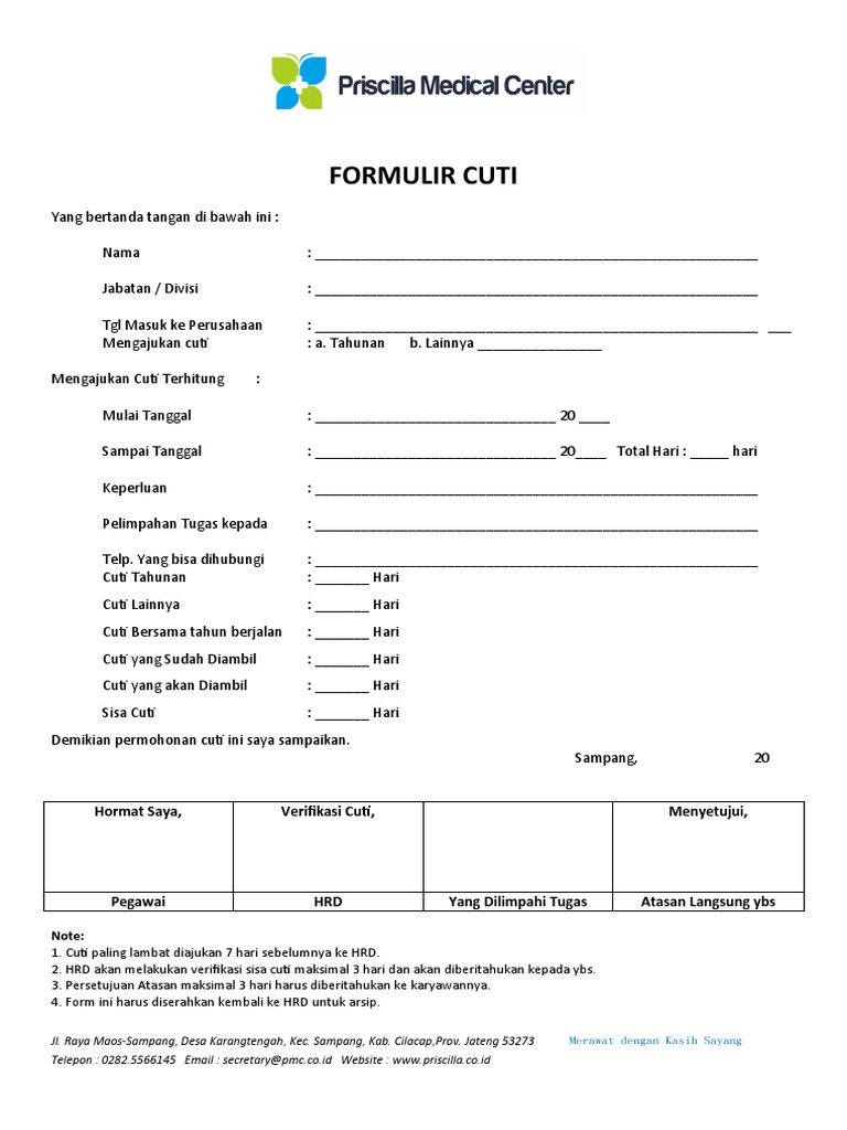 Format Formulir Cuti | PDF