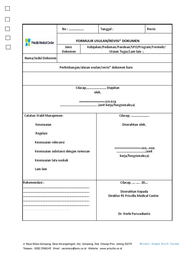 Format Usulan Revisi Dokumen | PDF