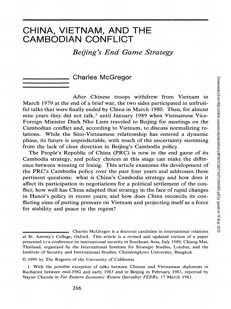 China's Strategy in Cambodian Conflict | PDF | Cambodia | Khmer Rouge