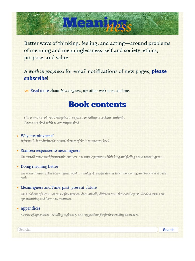 Table of Contents - Meaningness | PDF