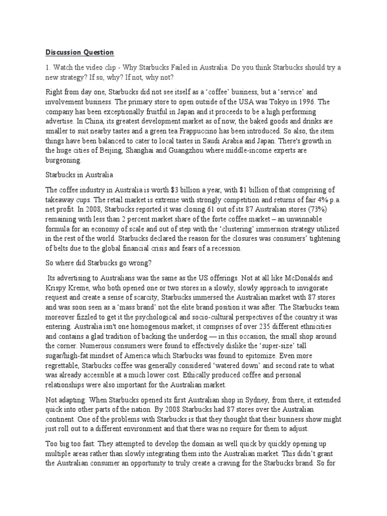 Starbucks Case Discussion Question | PDF | Starbucks | Coffee