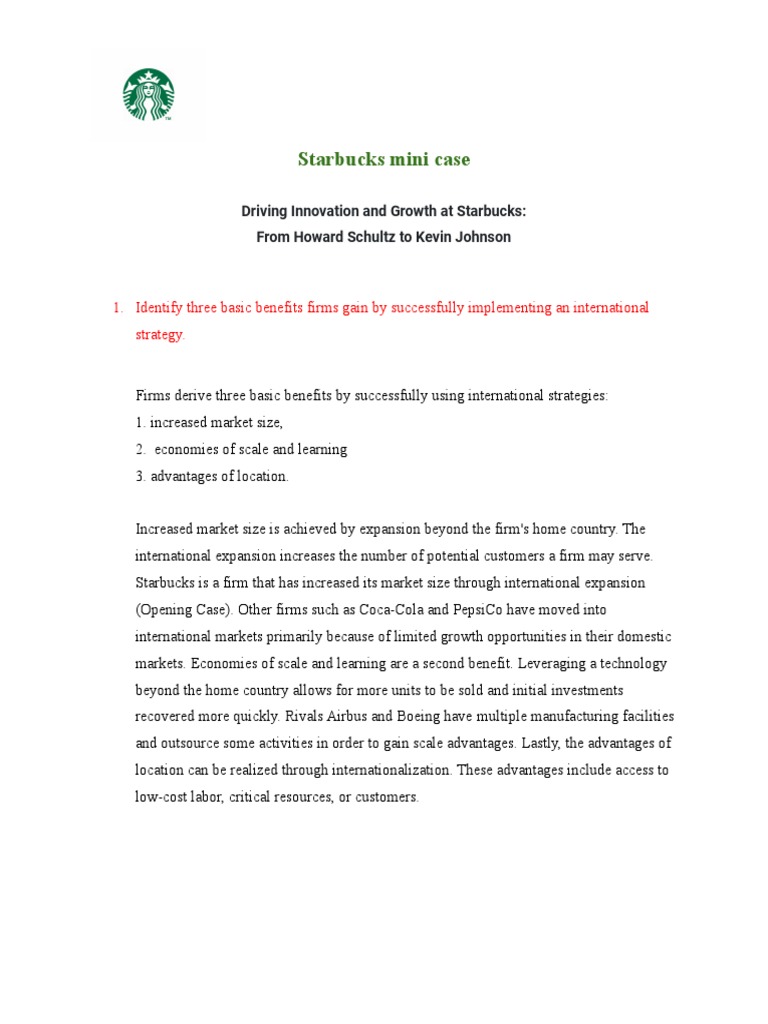 Starbucks International Strategy Analysis | PDF | Starbucks | Economies ...