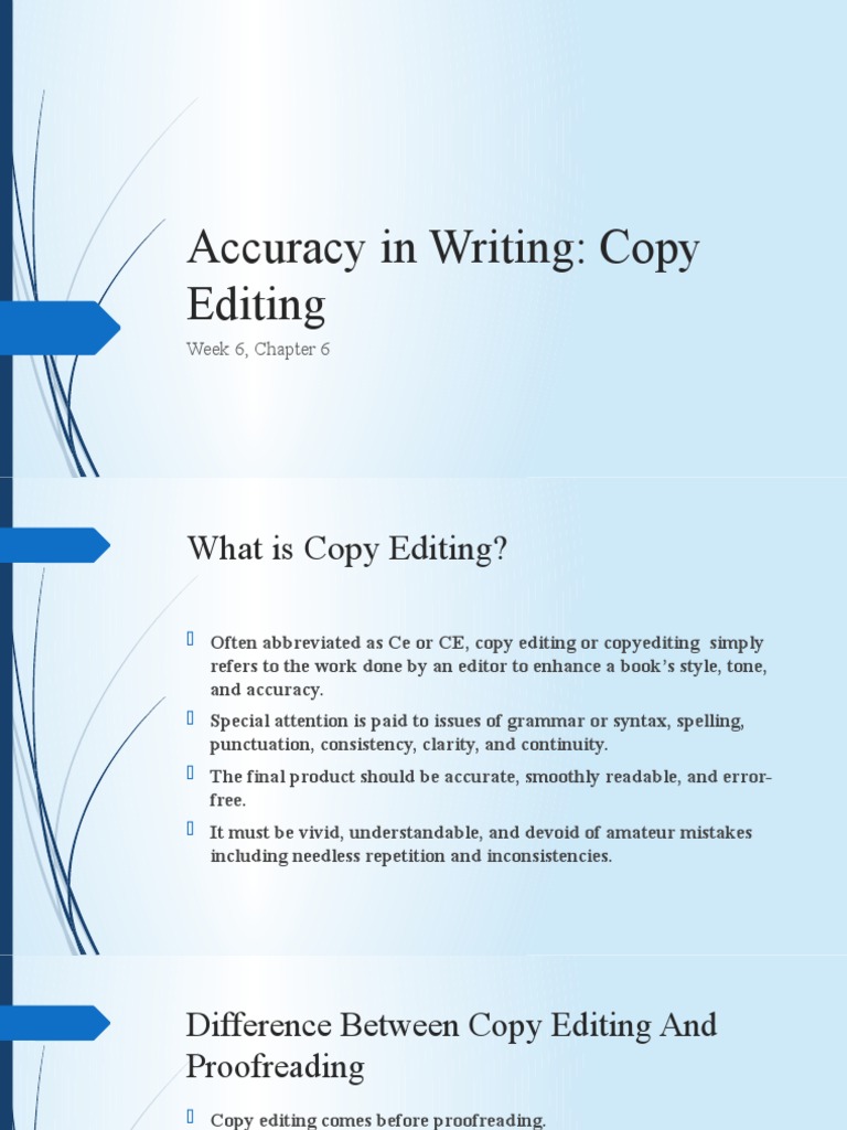 Accuracy in Writing: Copy Editing: Week 6, Chapter 6 | PDF | Copy ...