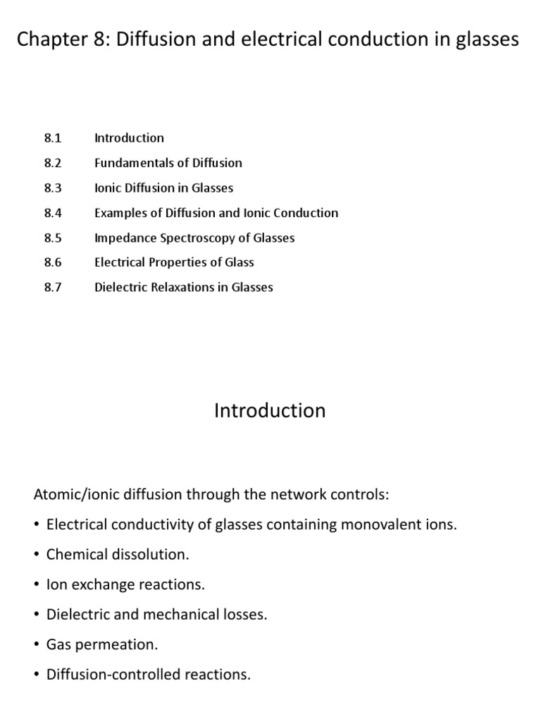 Diffusion and Conduction in Glasses | PDF | Dielectric | Electrical ...