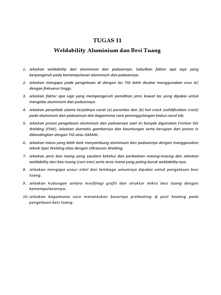 TUGAS-11 - Weldability Al CI | PDF