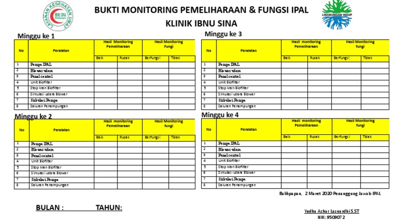 Checklist Pemeliharaan Ipal | PDF
