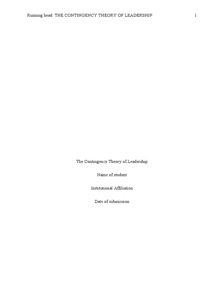 Contingency Theory of Leadership Explained | PDF | Leadership | Applied ...