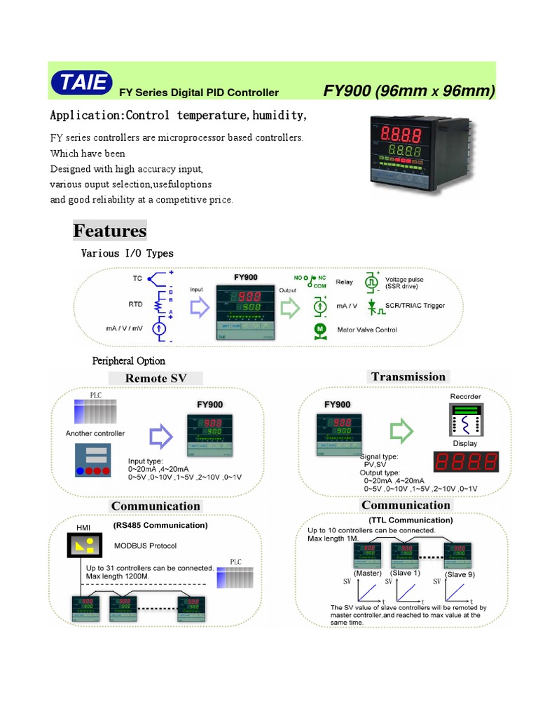 FY900 Temperature Controller | PDF | Electronics | Computer Science