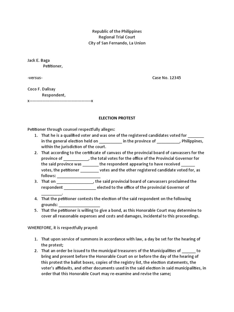 Petition to Annul Election Results and Declare Petitioner as Duly ...