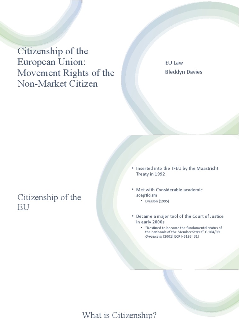 Lecture 9 Citizenship of The European Union For Blackboard | PDF ...
