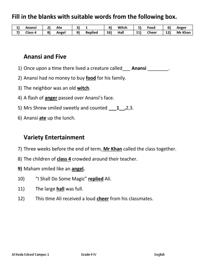 Grade 4 Blanks | PDF