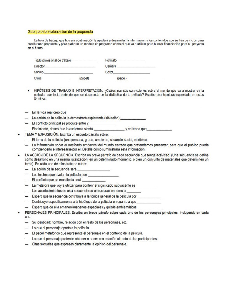Guía para La Elaboración Del Proyecto Documental. Michael Rabiger. | PDF