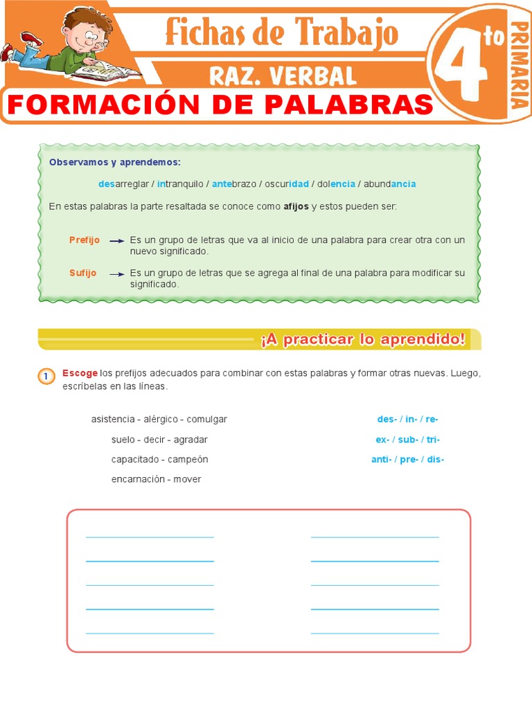 Hojas De Trabajo De Formación De Palabras De Cuarto Grado 1549081
