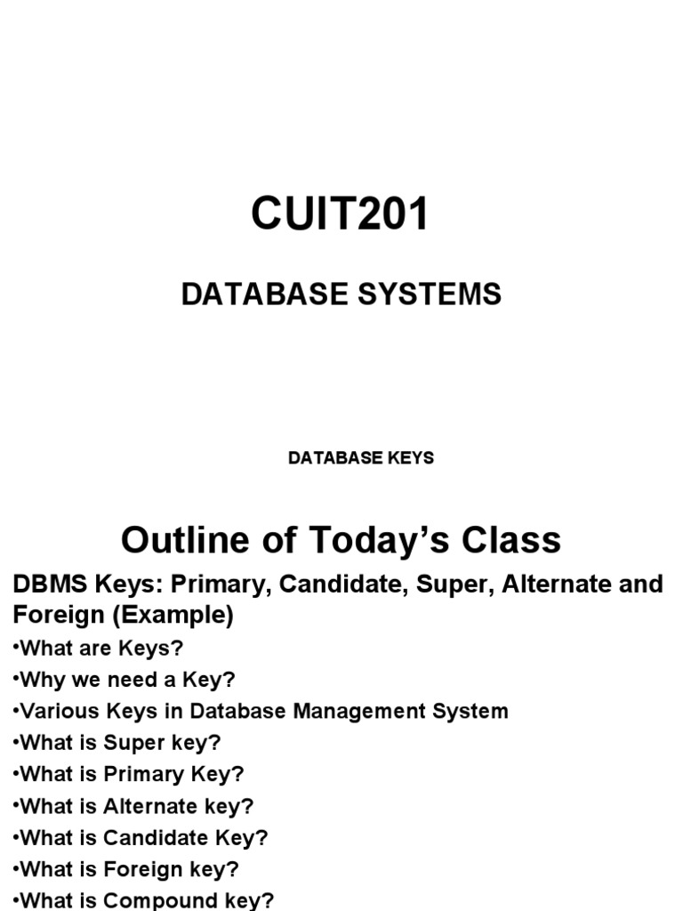 Understanding DBMS Keys and Examples | PDF | Table (Database ...