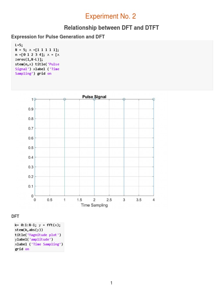 Relationship Between DFT and DTFT Using MATLAB | PDF