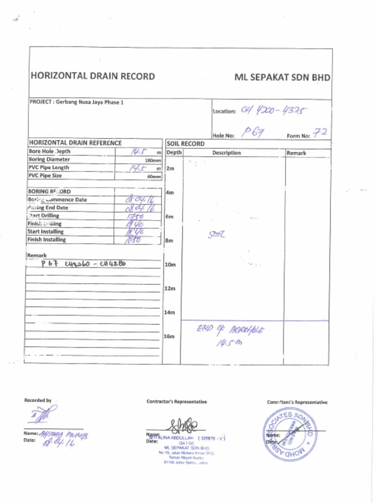 Horizontal Drain Record. | PDF