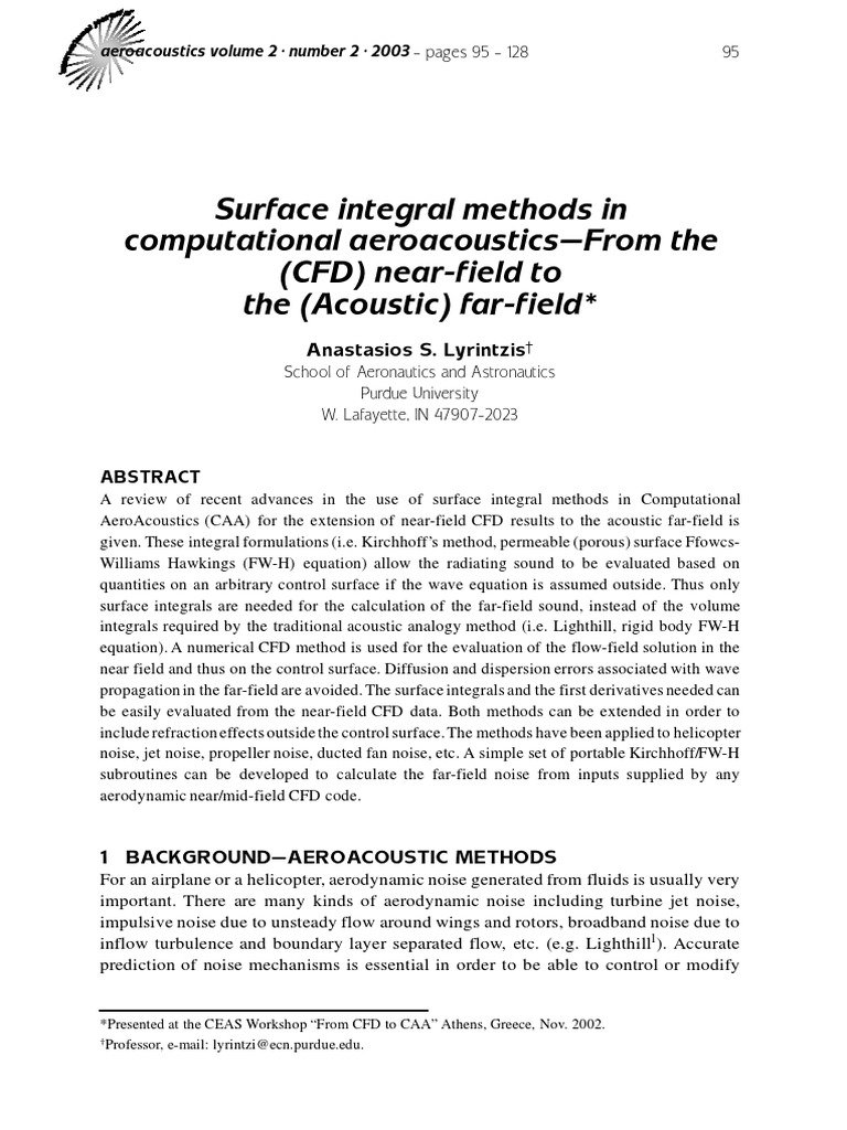 Surface Integral Methods in Computational Aeroacoustics | PDF | Computational Fluid Dynamics ...