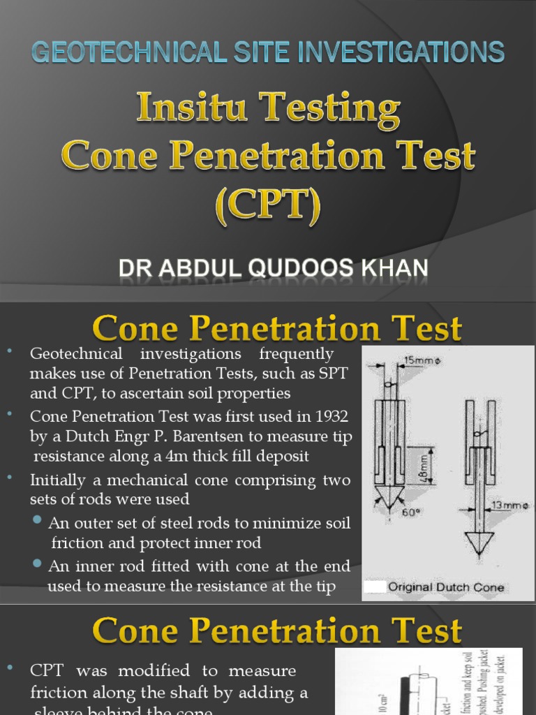 Cone Penetration Test (CPT) for soil investigation | PDF | Applied And ...