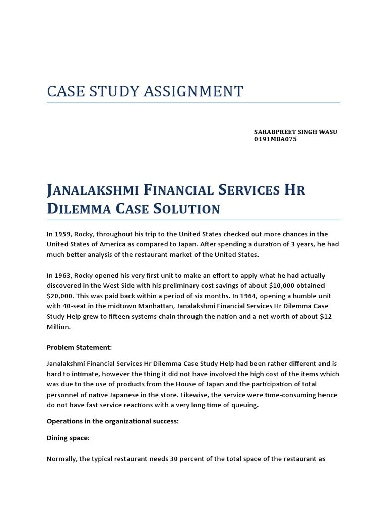 Case Study Assignment | PDF | Investing | Restaurants